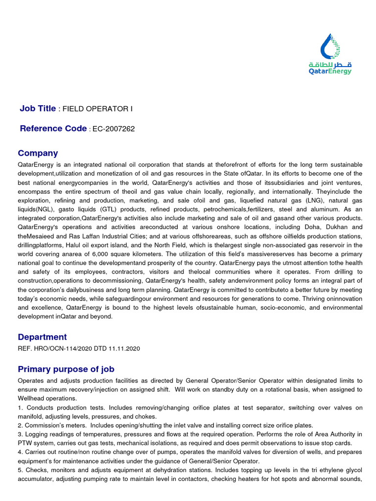 Data Overview - FIELD OPERATOR I | PDF | Natural Gas | Gases