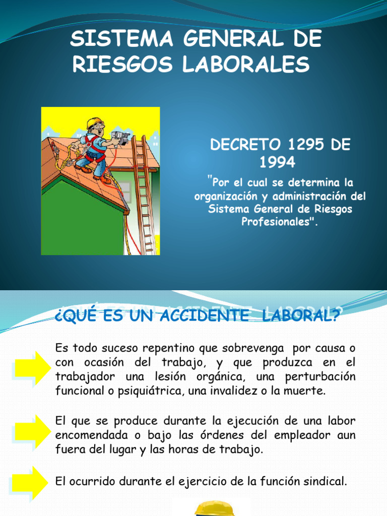Riesgos Laborales: Decreto 1295/94 | PDF