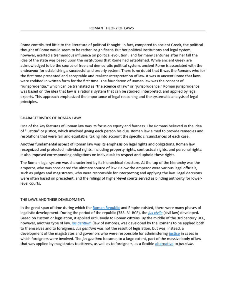 Roman Theory Of Laws Pdf Roman Law Jurisprudence
