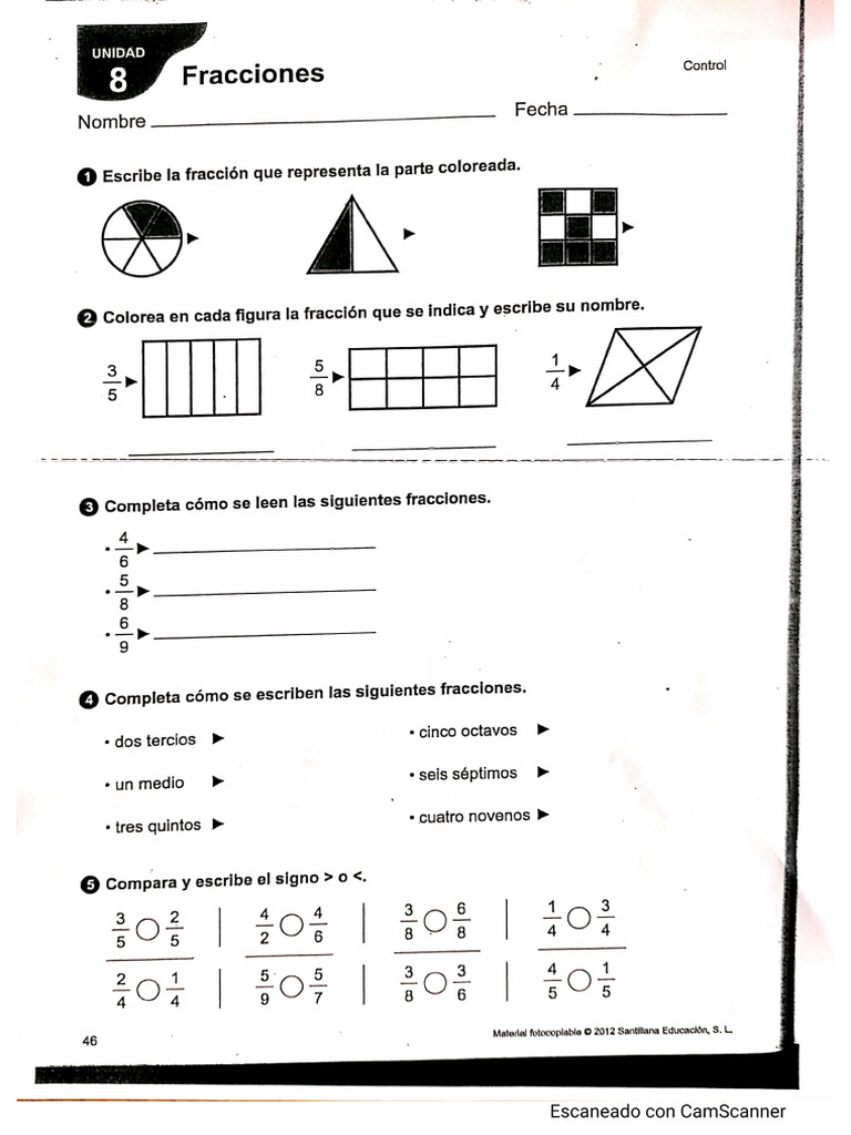 FRACCIONES para 4 Primaria | PDF