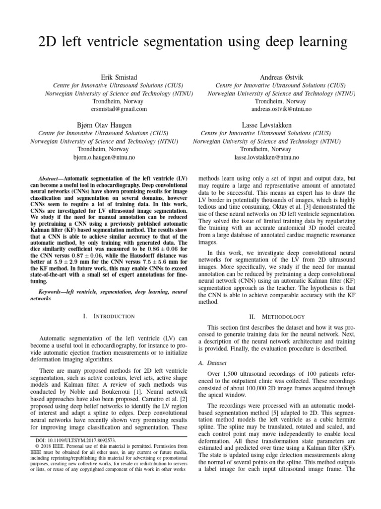 IUS 2017 Left Ventricle Segmentation Using Deep Learning | PDF | Image Segmentation | Artificial ...