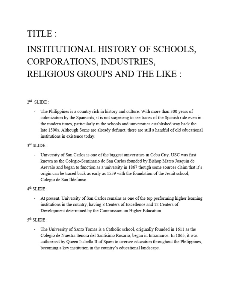 Title: Institutional History of Schools, Corporations, Industries ...