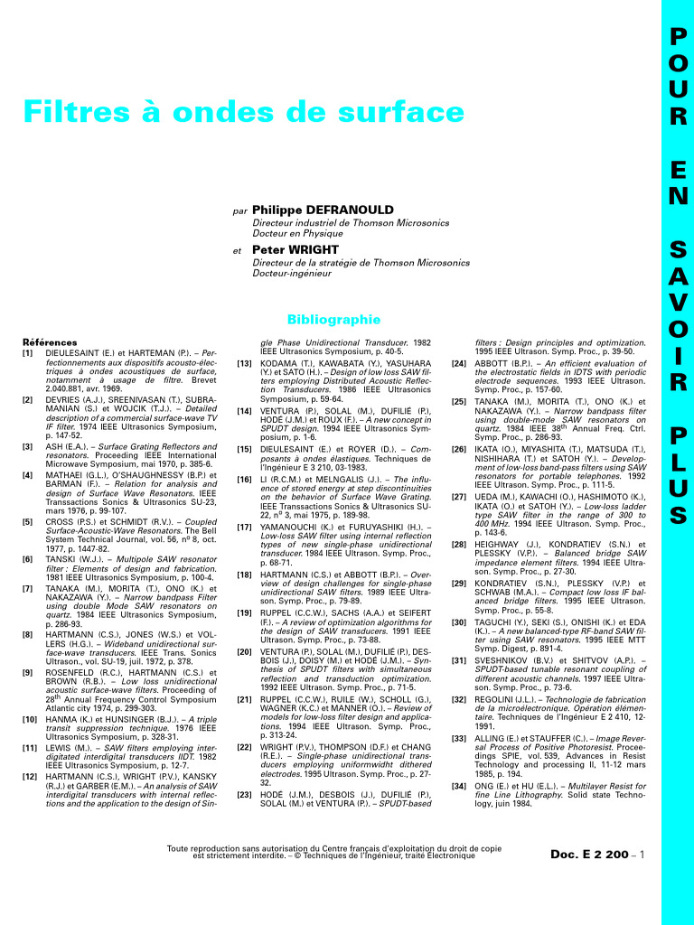 E2200 - Filtres À Ondes de Surface - 1 | PDF | Gsm | Telecommunications