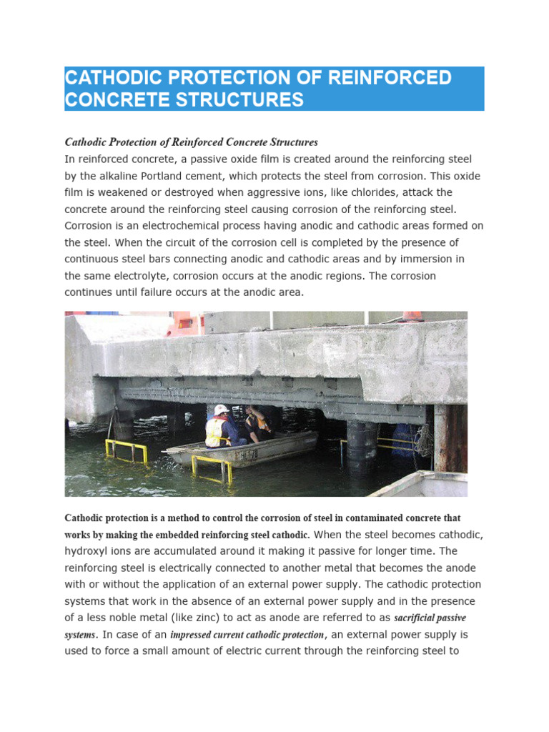 CATHODIC PROTECTION OF REINFORCED CONCRETE STRUCTURES | PDF | Corrosion ...