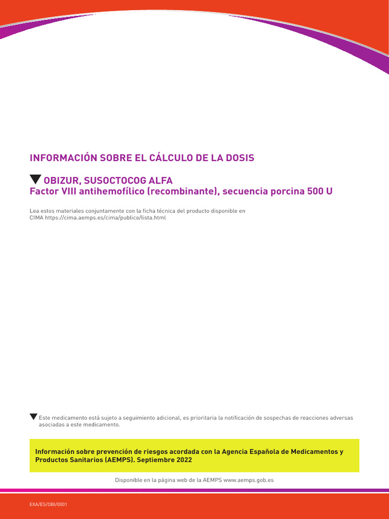 Folleto Profesional Sanitario - Obizur - Sep2022 | PDF | Medicamentos ...
