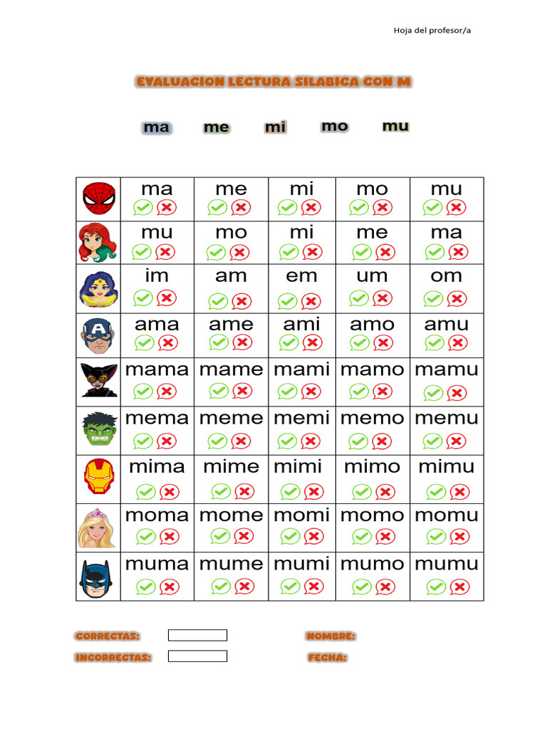 Okk Lectura Silabica Profesor | PDF