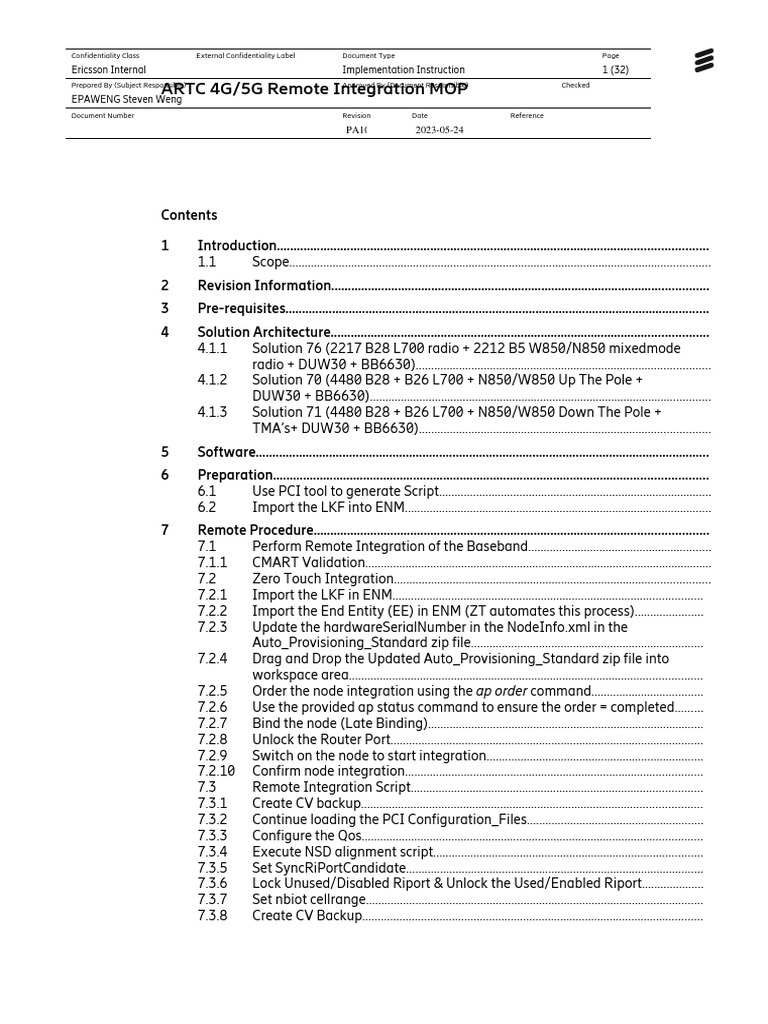 ARTC 4G 5G Remote Integration MOP PA10 | PDF | Antenna (Radio) | Telecommunications