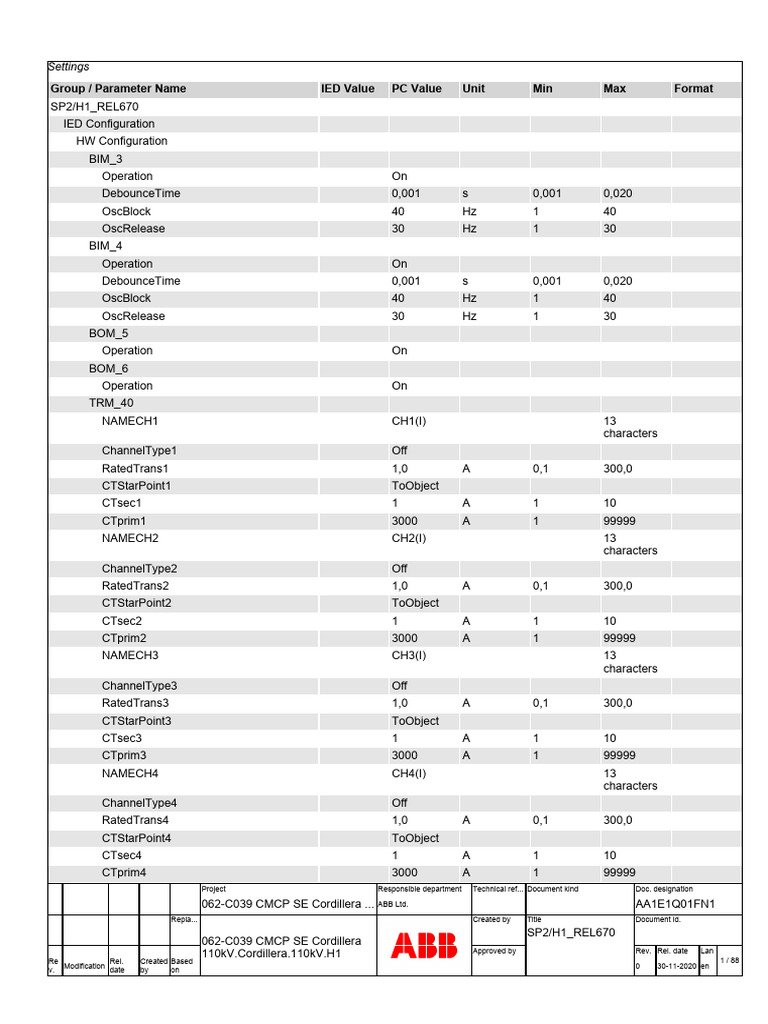 SP2 H1 REL670 Ajustes | PDF | Communications Protocols | Networking ...