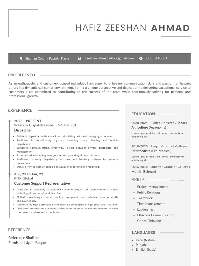 Gray Minimalist Clean Professional CV Resume | PDF | Business