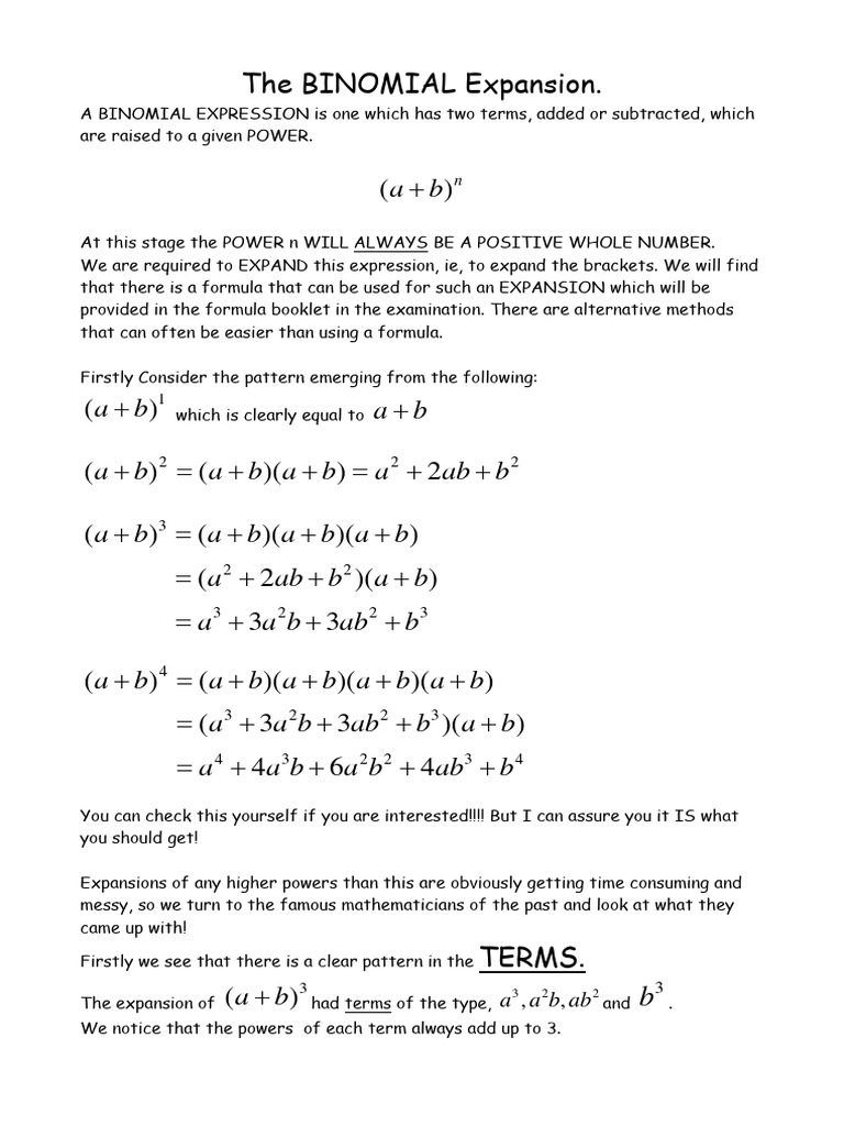 The BINOMIAL Expansion | PDF | Mathematical Objects | Mathematics