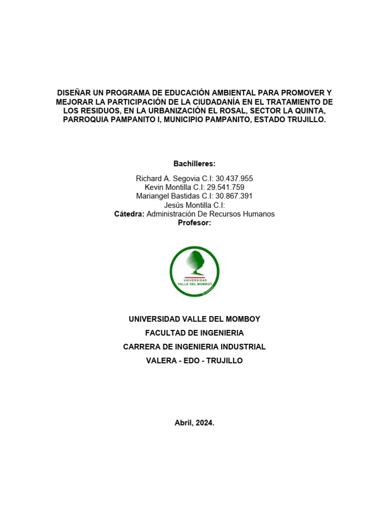 Proyecto de Ambiente | Descargar gratis PDF | Residuos | Compost