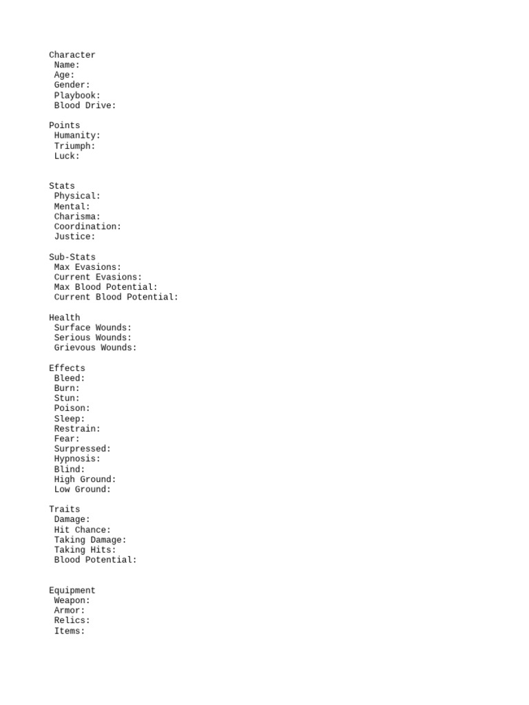 Character Sheet | PDF
