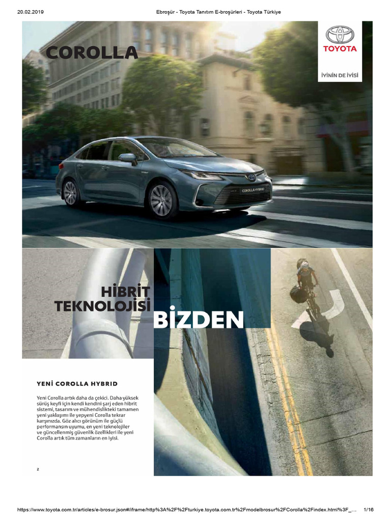 2020 Toyota Corolla 1 8 Hybrid 122 Ps e Cvt Passion x Pack Urun Katalogu | PDF