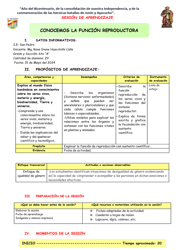 15 - 05 Ses - Cyt-Conocemos La Función Reproductora - Q | PDF | Sistema ...