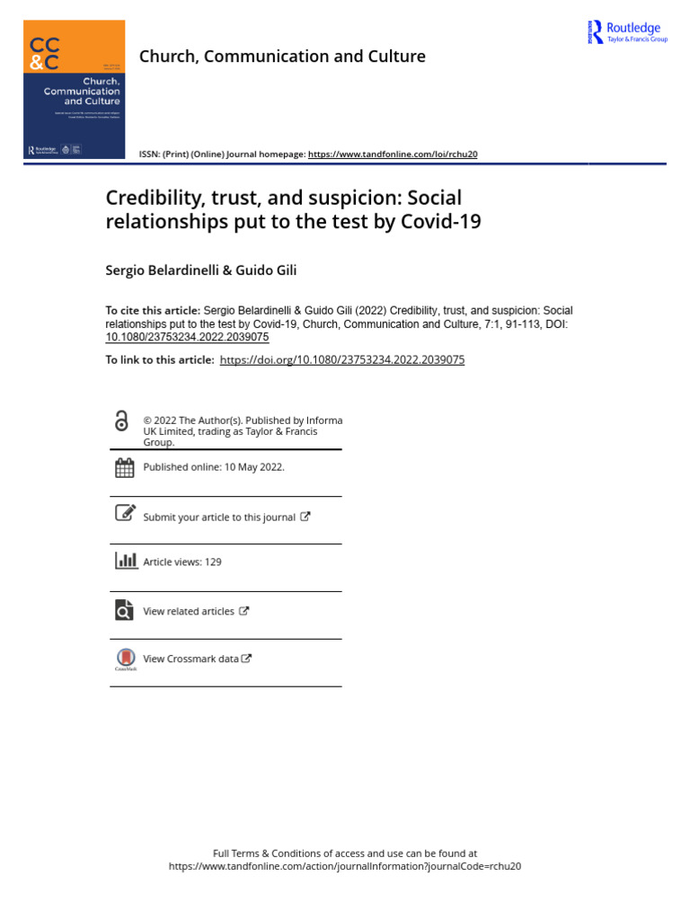 Credibility trust and suspicion Social relationships put to the test by ...