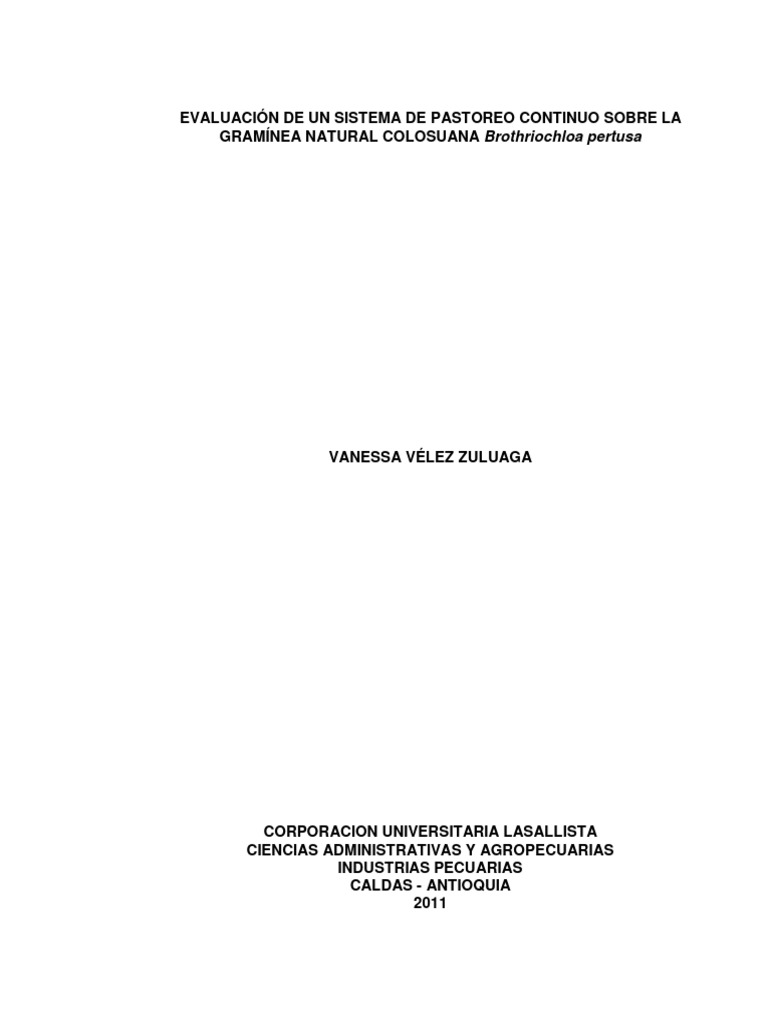 Evaluacion Pastoreo Continuo | PDF | Pasto | Pasto