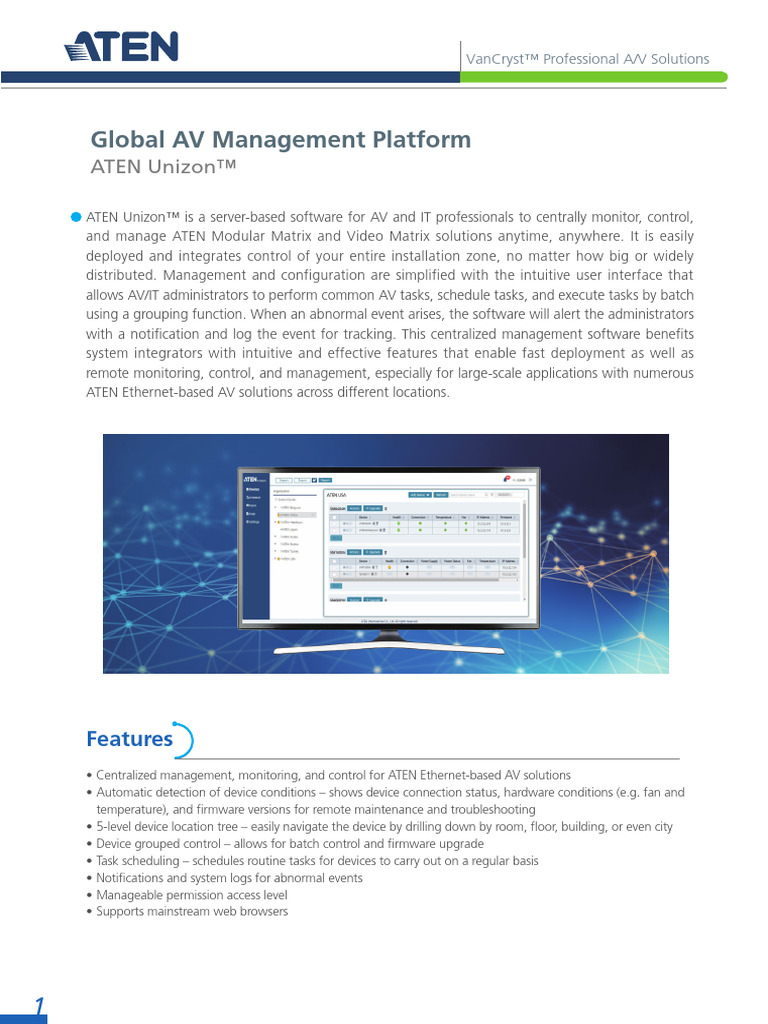 ATEN - Global AV Management Platform | PDF | World Wide Web | Internet & Web