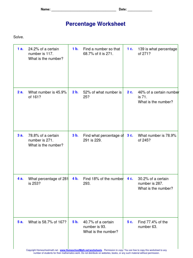 5-Percentage_Worksheet | PDF | Percentage | Numbers