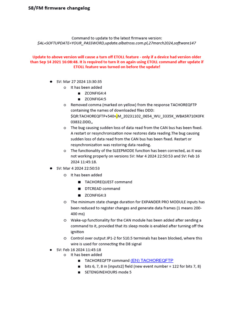 (EN) S - FM Firmware Changelog | PDF | General Packet Radio Service | Modem