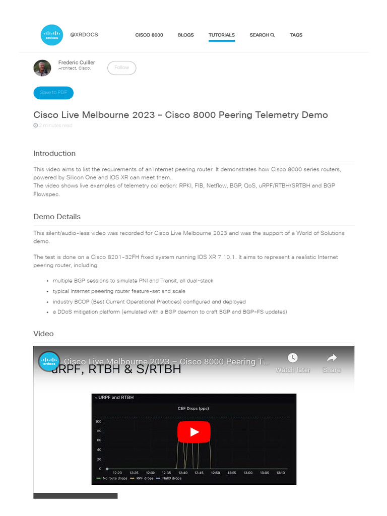 Xrdocs Io 8000 Tutorials Cisco 8000 Peering Telemetry Demo | PDF | Data Transmission | Computer ...