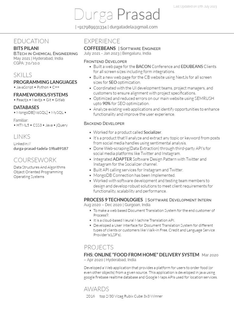 Durga Prasad Resume | PDF | World Wide Web | Internet & Web