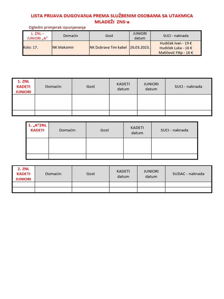 09-ZNS Mladež - PROLJEĆE 2024 - Prijava Potraživanja - Sudaca - OBRAZAC | PDF