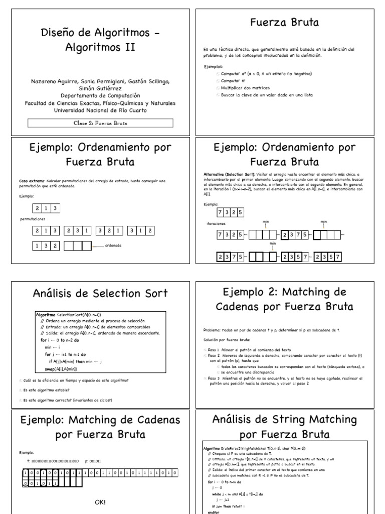 Algoritmos de Fuerza Bruta en Computación | PDF | Algoritmos | Ciencias ...