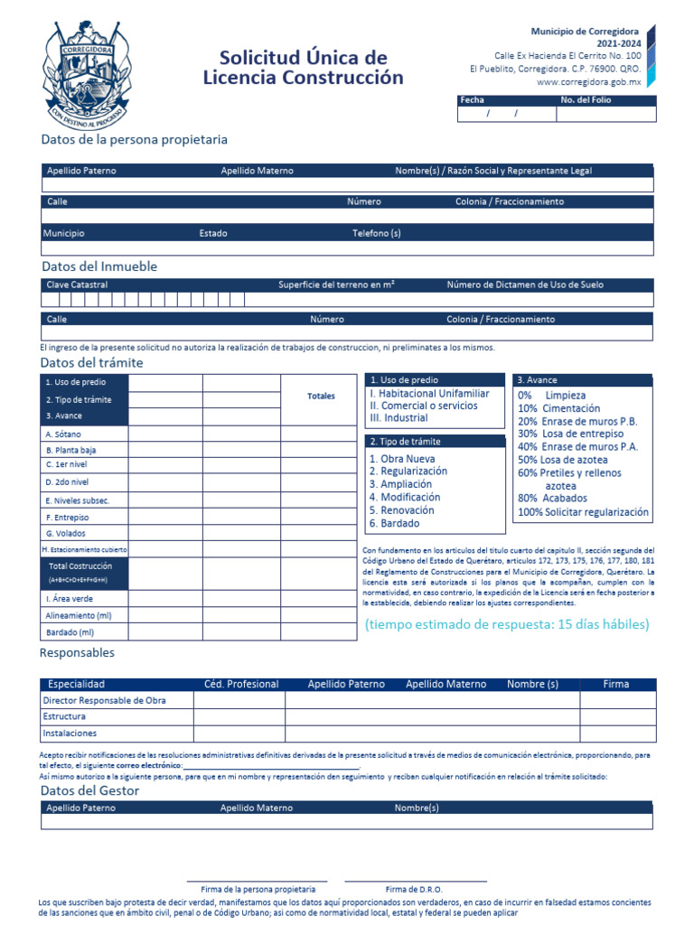 FORMATO LICENCIA DE CONSTRUCCIÓN | PDF