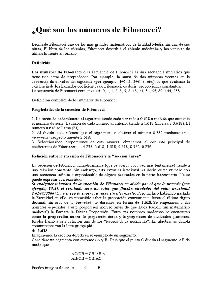 Qué Son Los Números de Fibonacci | Descargar gratis PDF | Secuencia ...