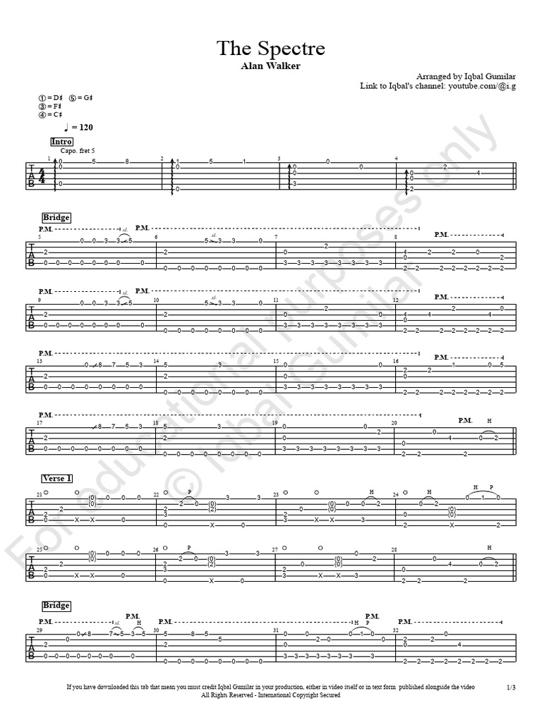 Spectre Guitar Tabs | PDF | Chordophones | Guitar Family Instruments