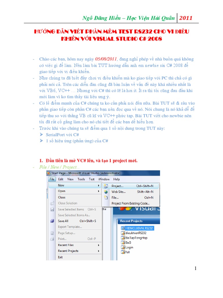 Tut Huong Dan Lap Trinh C# Voi Rs232 | PDF