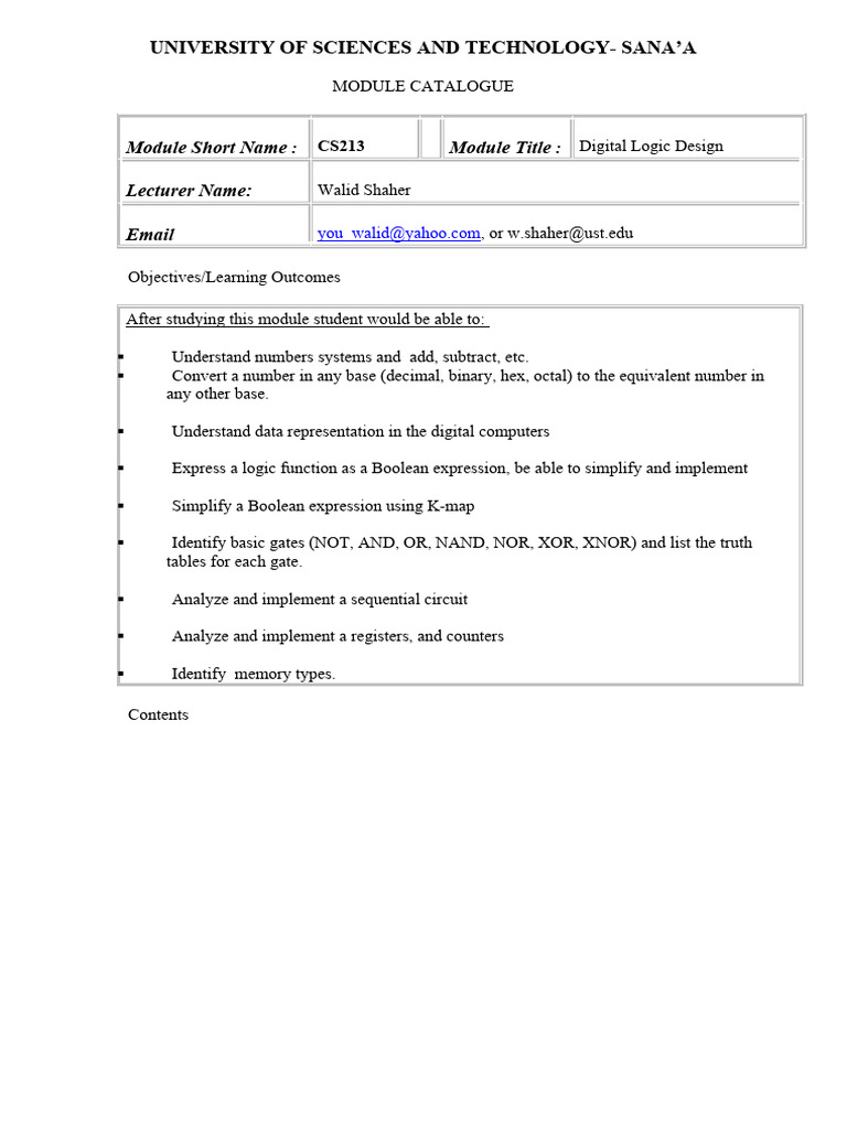 Digital Logic Design Course Guide | PDF | Logic Gate | Boolean Algebra