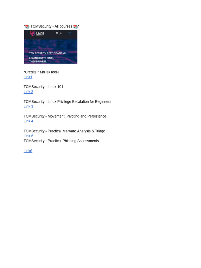 Free TCM Security Courses Download | PDF | Computers