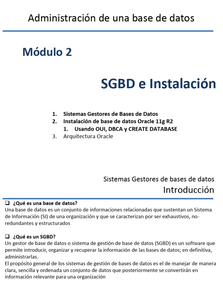 2.2a SGBD e Instalación | PDF | Bases de datos | Mi sql
