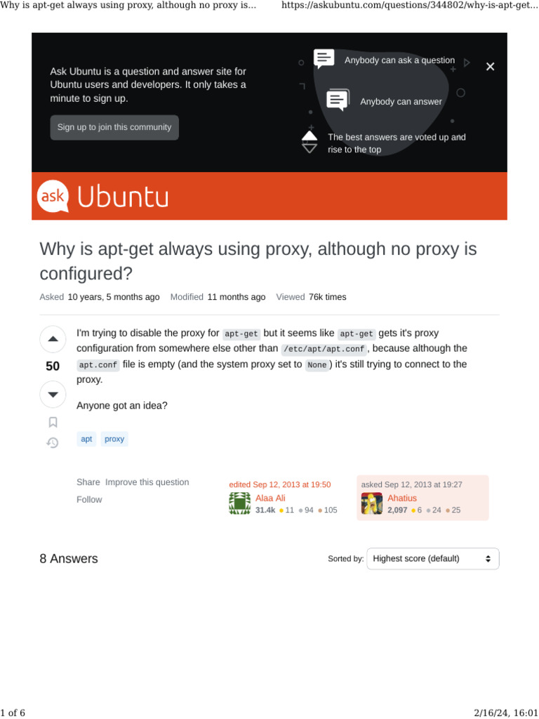 Why Is Apt-Get Always Using Proxy, Although No Proxy Is Configured - Ask Ubuntu | PDF | Proxy ...