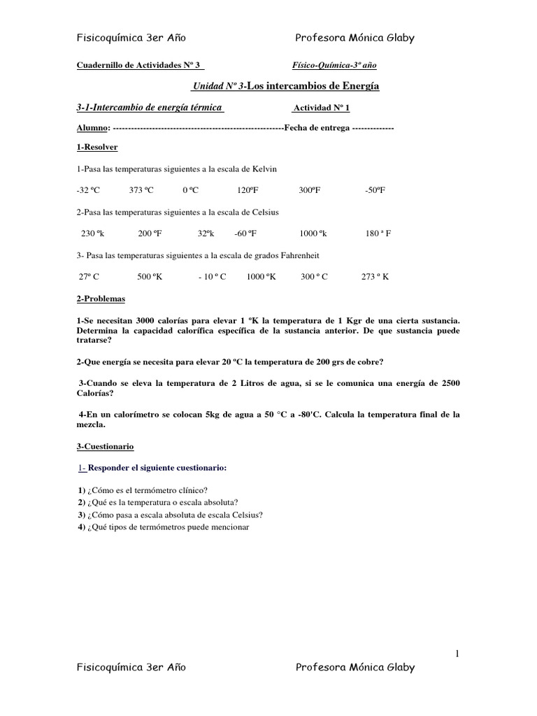 FyQ 3 Act-U3 Reacciones Qas | PDF | Espectro electromagnético | Fahrenheit