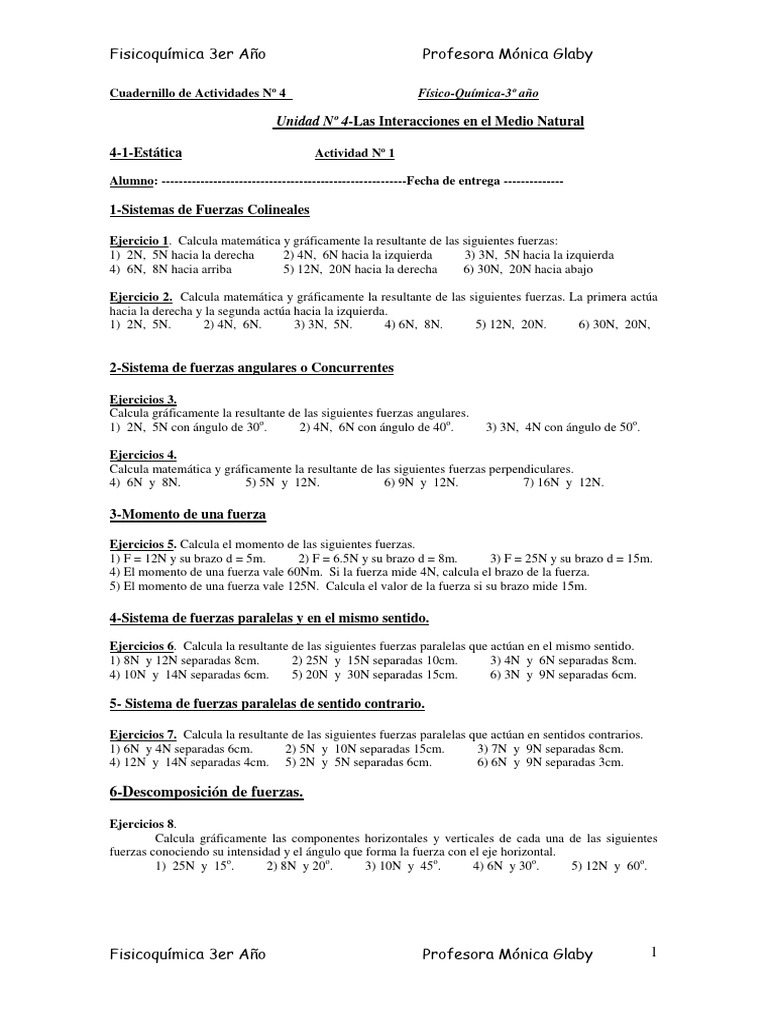FyQ 3 Act-U4 Estatica e Hidrost. | PDF | Presión | Palanca