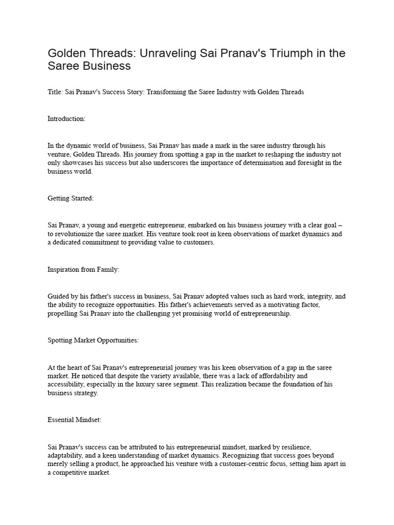 Golden Threads | PDF | Entrepreneurship | Business Process