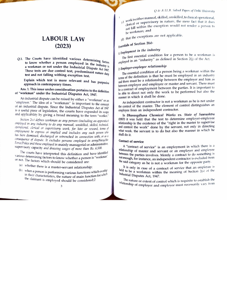 Labour Law PYQ 2023 Prolofic | PDF | Strike Action | Employment Labour Law PYQ 2023 Prolofic | PDF | Strike Action | Employment