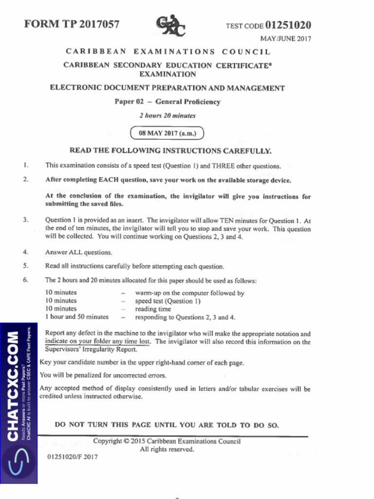 Csec Edpm P2 2017 | PDF