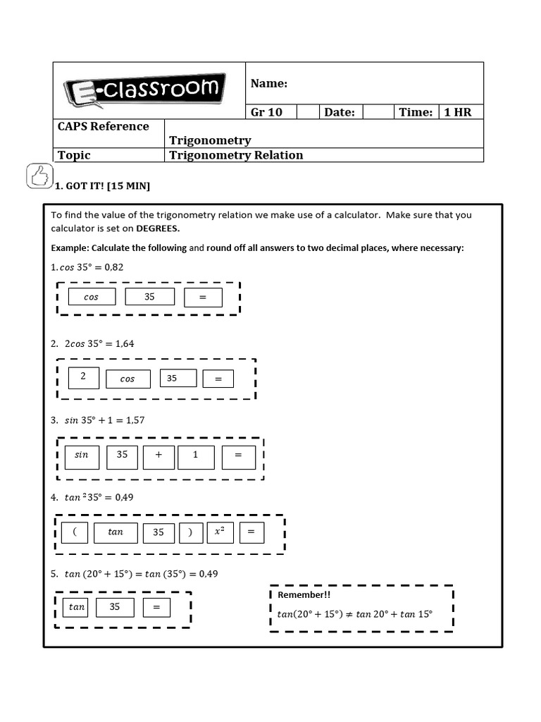 Grade 10 Trigonometry Practice | PDF | Combinatorics | Trigonometric ...