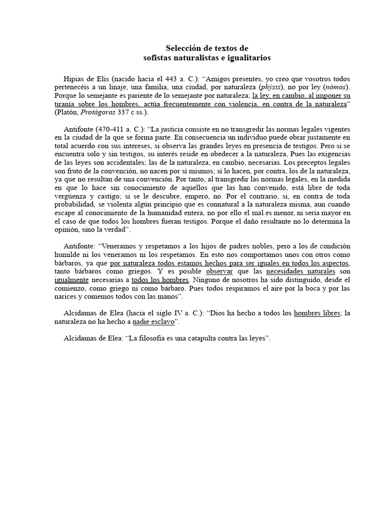 TEXTO 6 Hipias-Antifonte-Alcidamas | PDF