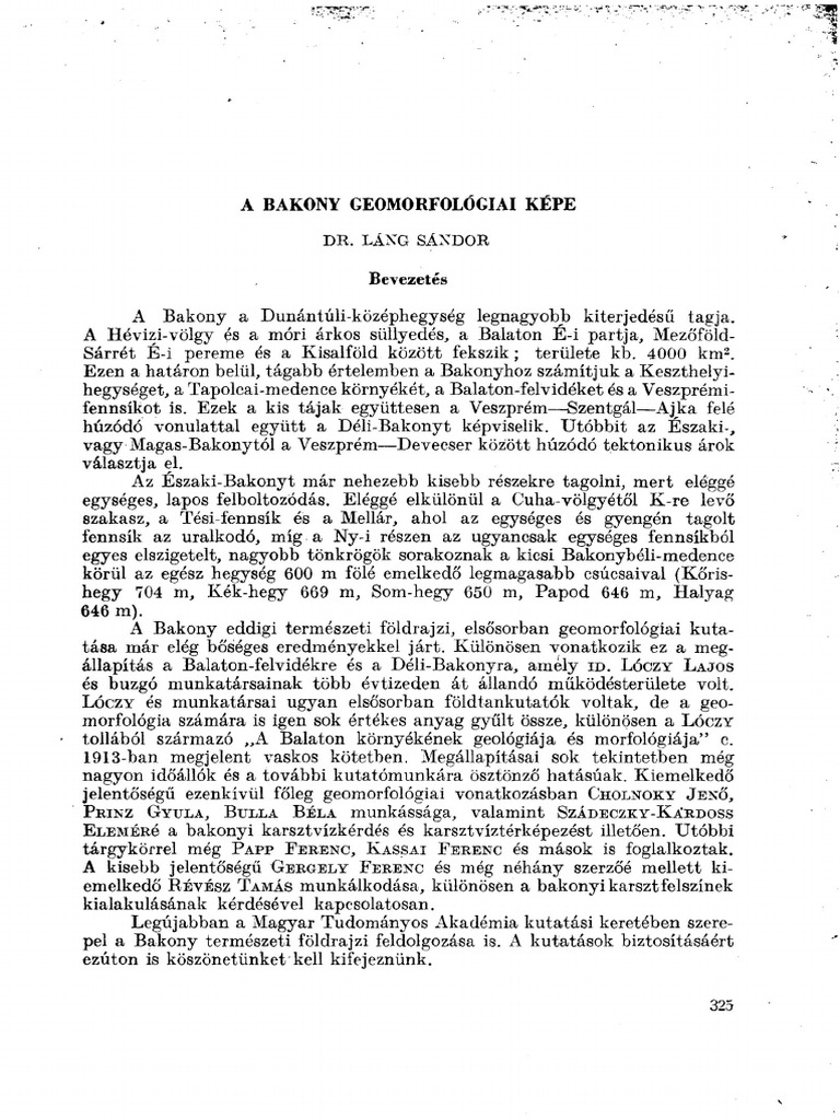 A Bakony Geomorfológiai Képe | PDF
