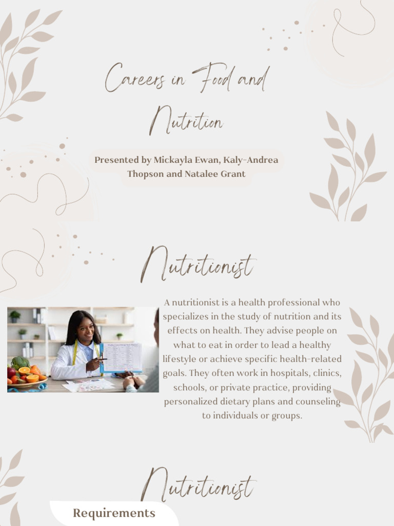 Careers in Food and Nutrition Overview | PDF | Health Care