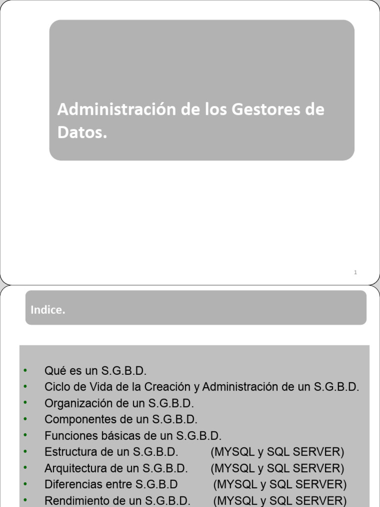 01 - Administracion de Gestores de Datos | Descargar gratis PDF ...