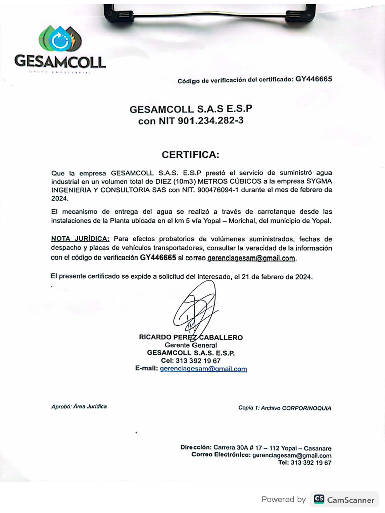 Certificado de Agua | PDF