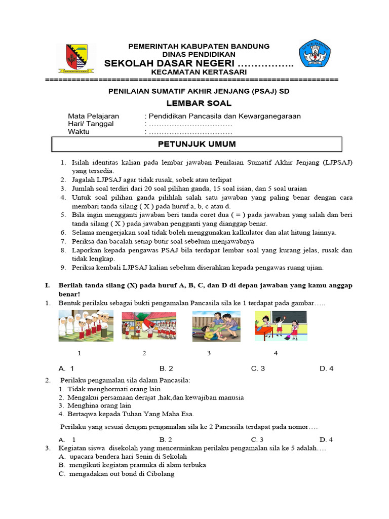 Naskah Soal Psaj PPKN 2024 | PDF | Kajian Bahasa Asing | Kesehatan Holistik