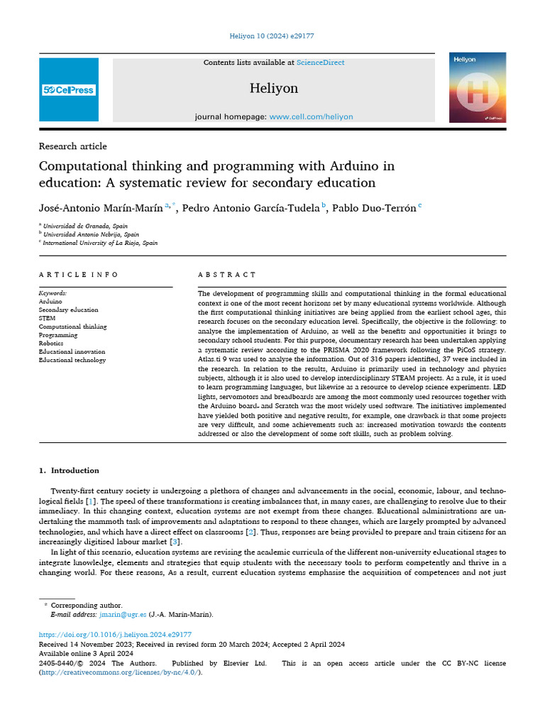 Artículo Heliyon | PDF | Thought | Computer Programming