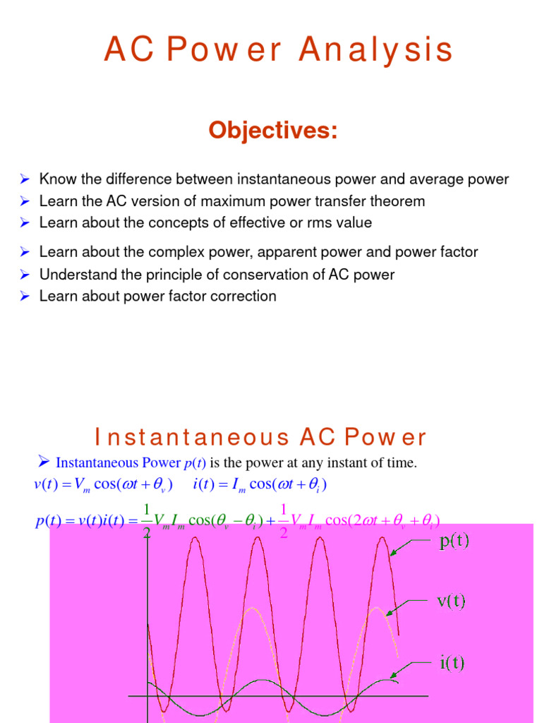 Lecture, AC Power Calculation and Analysis, 2014 | PDF | Ac Power ...