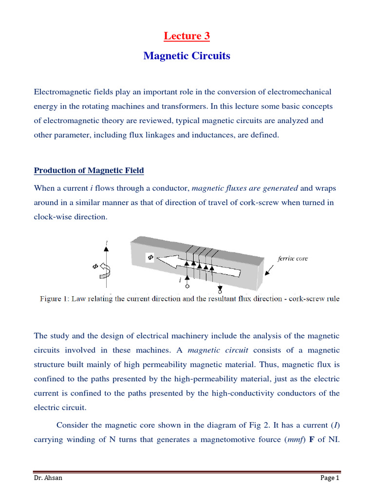 Lecture On Magnetic Circuits, 2014 | PDF | Magnetic Field ...